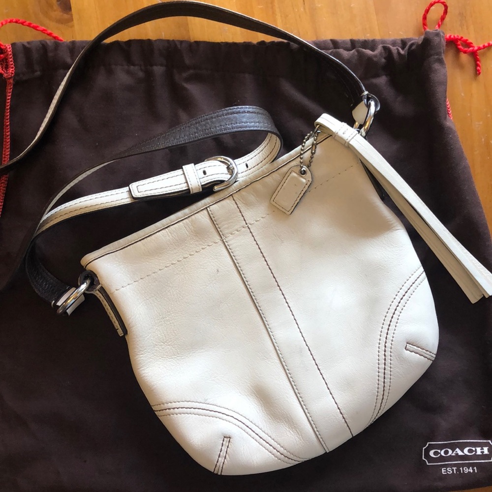 Coach, Ivory Leather Crossbody Bag - Gem